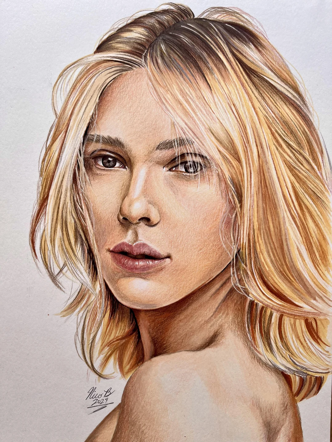 Portrait of ScarJo, voldejiggles(me), Copic marker + colored pencils, 2024 | Scrolller