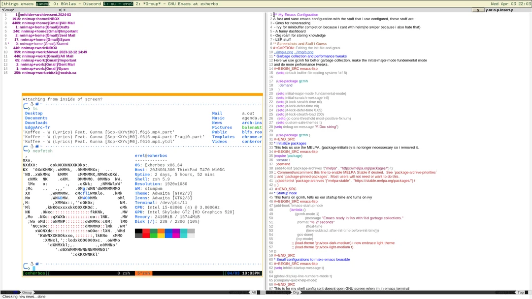 [stump] simple exherbos and emacs setup, nothing fancy | Scrolller