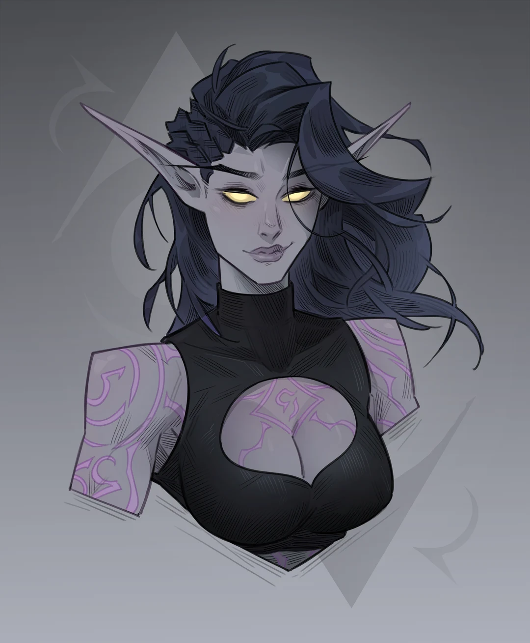 I was commissioned to draw her (bust portrait of a Night Elf) | Scrolller