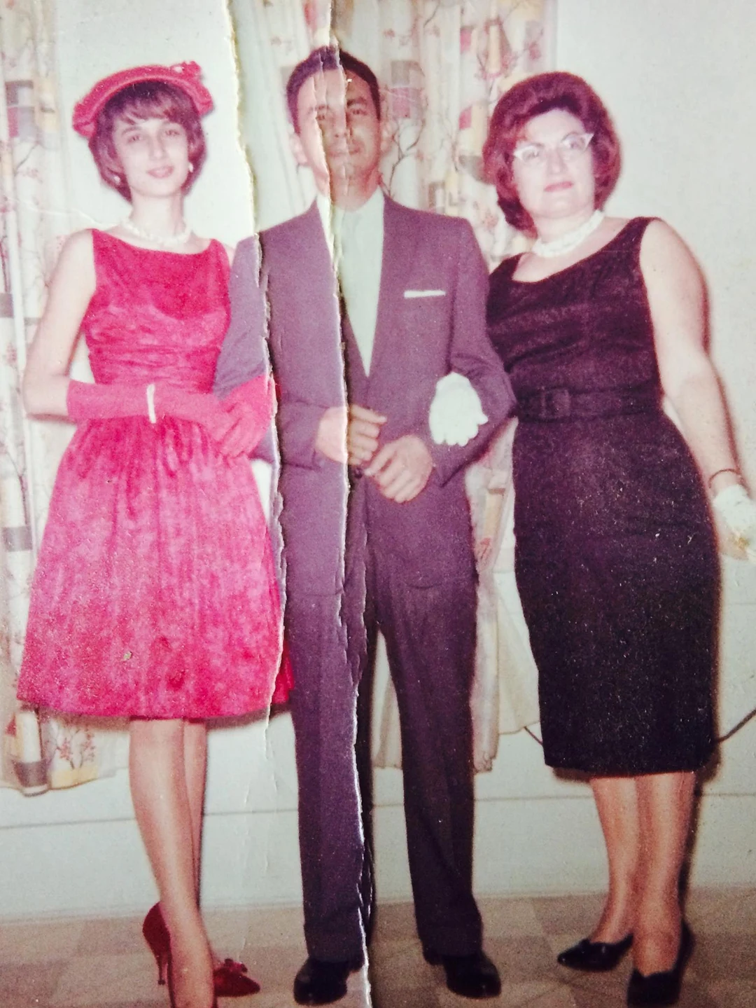 My mom, dressed up to be maid of honor, and her parents, 1966 | Scrolller