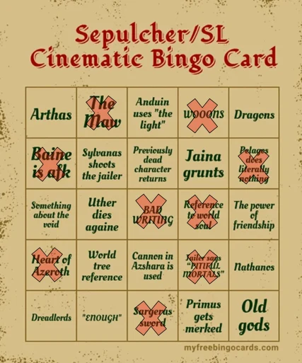Updated Bingo Card Post Cinematic | Scrolller
