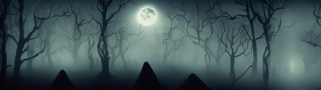 Dark foggy forest (for dual monitors side by side) [AI] [3840x1080] | Scrolller