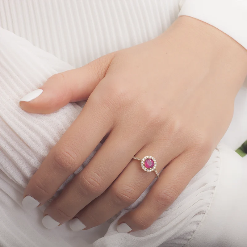 Engagement ring, 14k gold, ruby, diamonds, 2024 | Scrolller