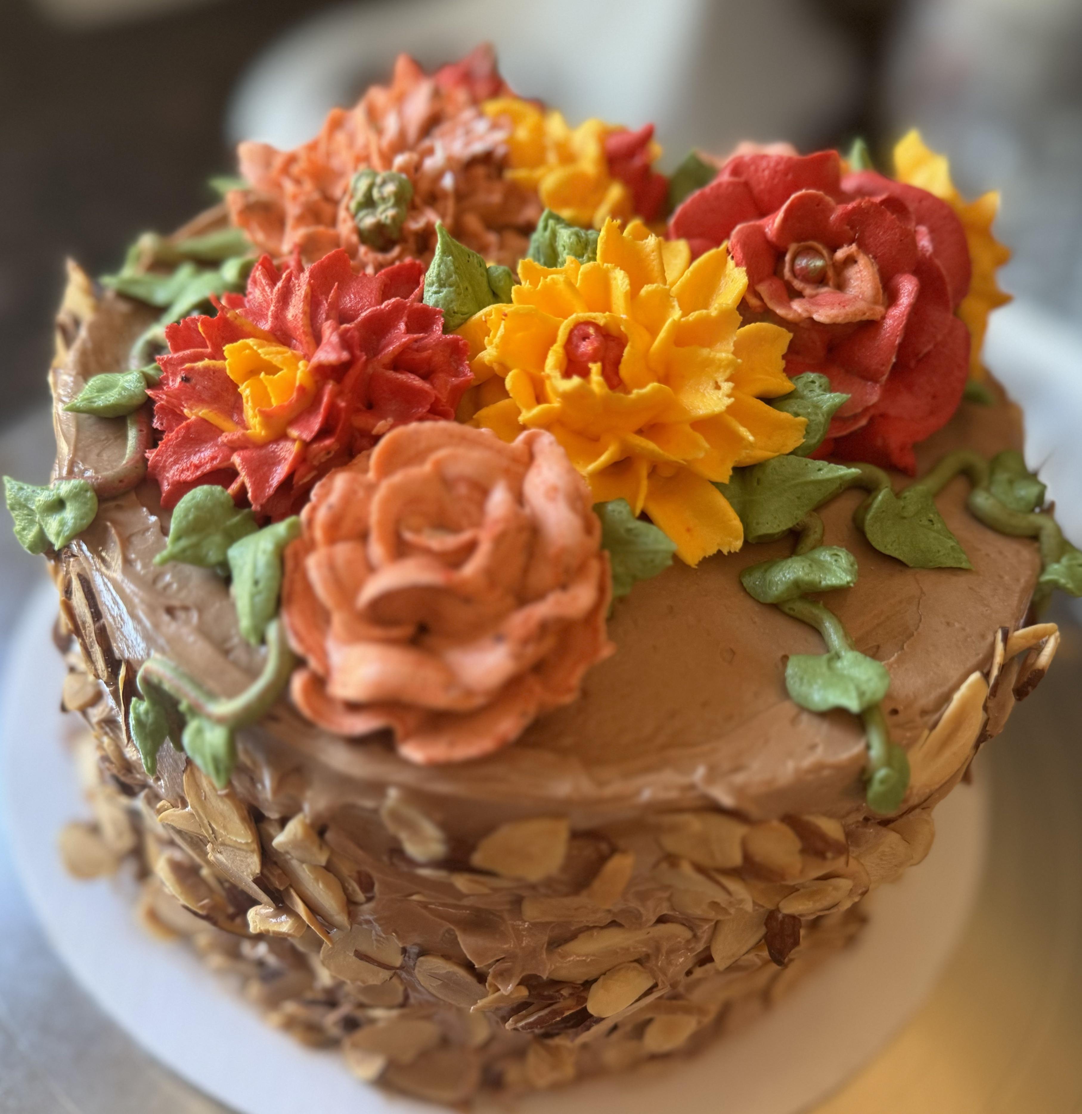 Almond Layer cake with raspberry preserves and Chocolate French ...