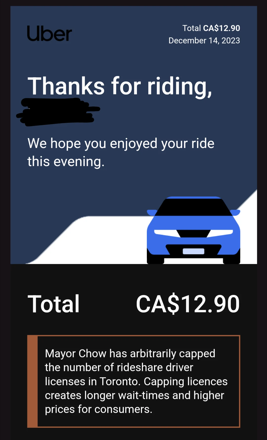 Got this message on my Uber receipt today | Scrolller
