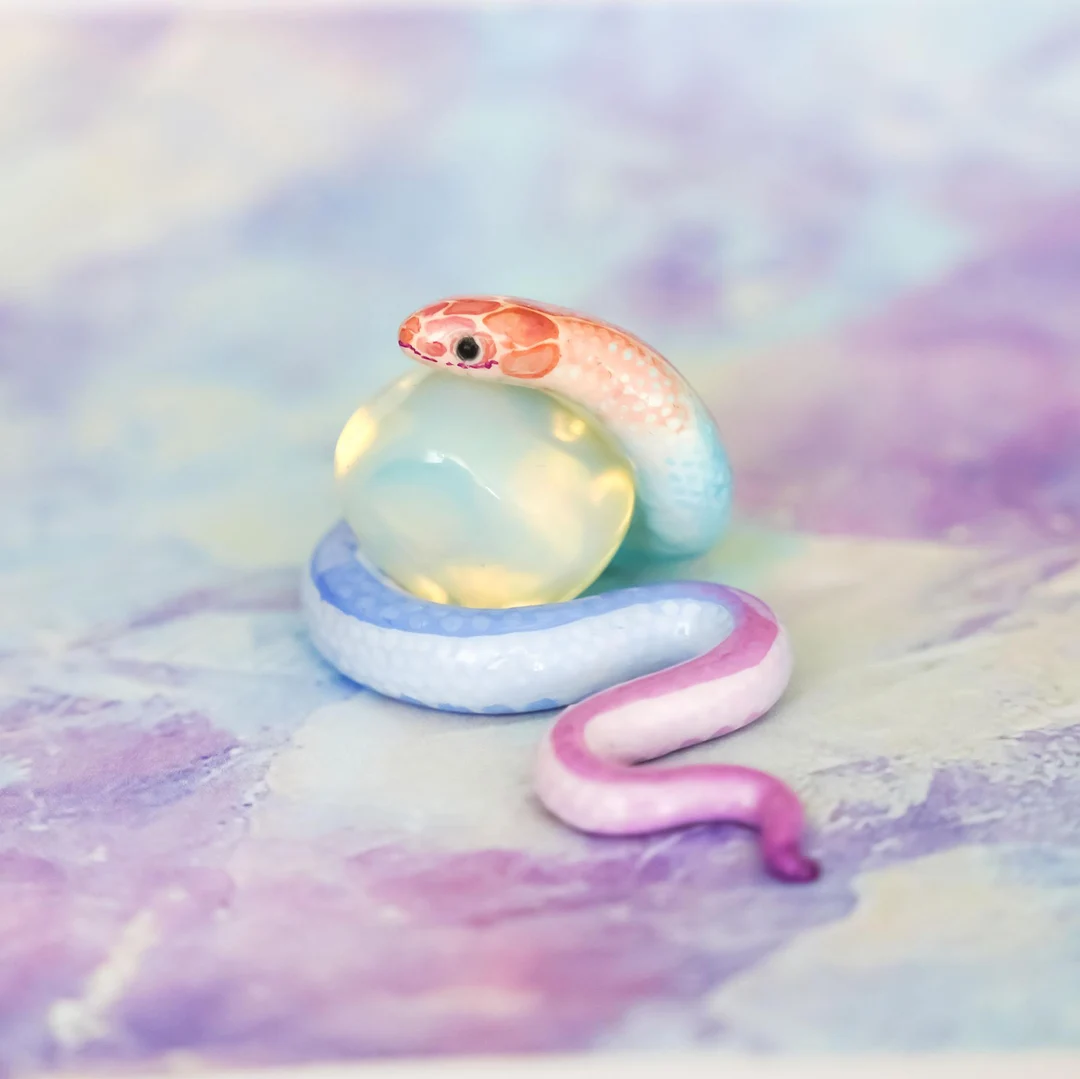 Snake with an opal, Vallavica, polymer clay, 2023 | Scrolller