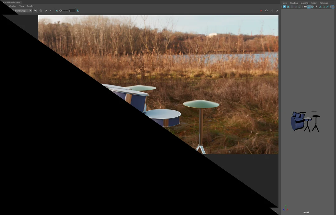 Black triangle over Arnold render view? Shows up randomly. I can only fix it by restarting Maya ...