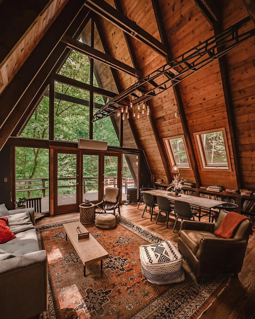 A-frame cabin with large floor-to-ceiling windows in New Paltz, Ulster County, New York ...