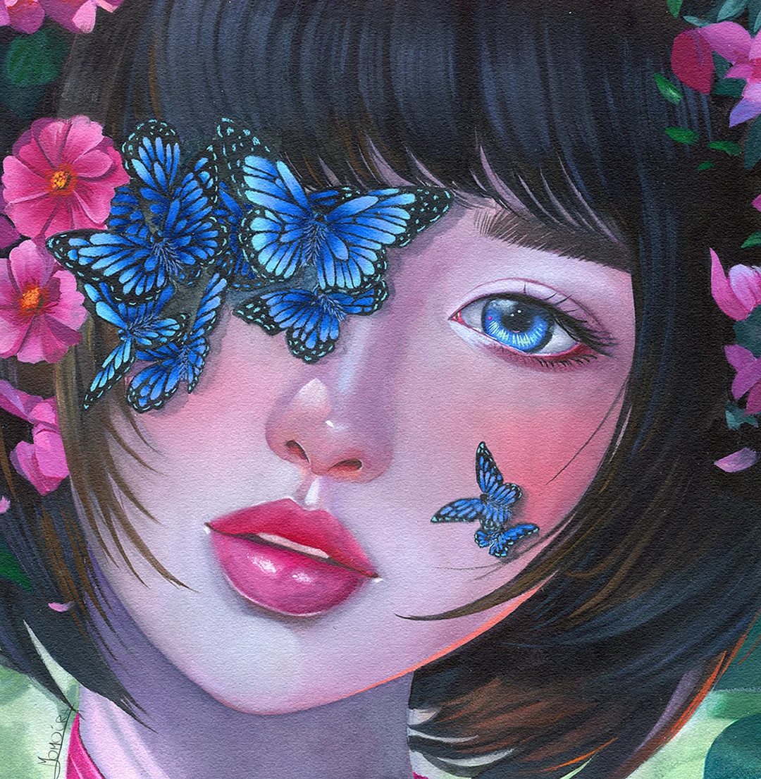"Butterfly Vision" , m0moiraart (me), Watercolor & Mixed media painting , 2023 | Scrolller