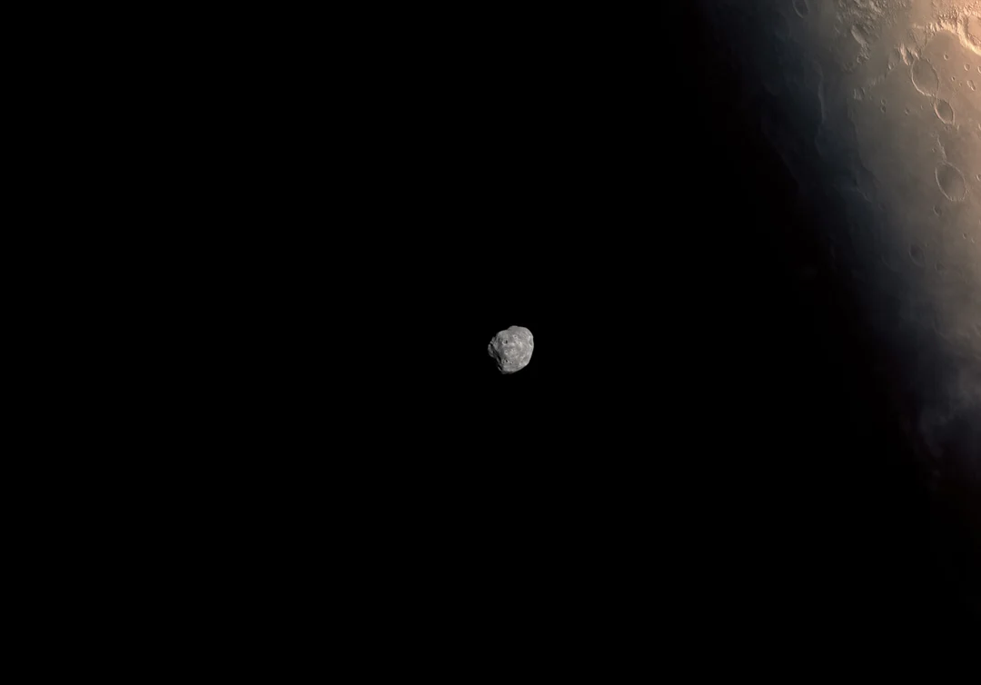 Phobos and Mars captured by ESA Mars Express - Credits (ESA/DLR/FUBerlin/AndreaLuck) | Scrolller