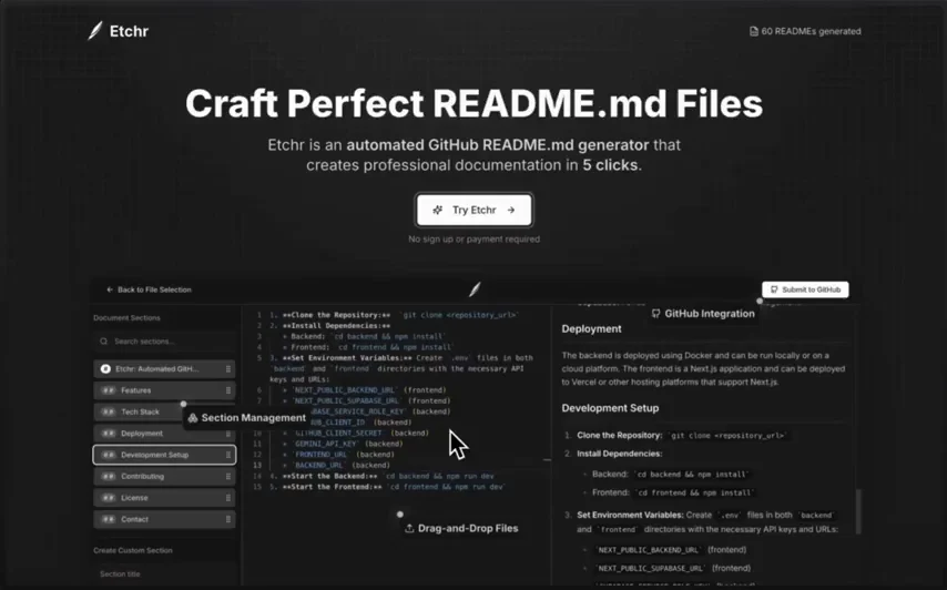 Made a GitHub README generator for my old hackathon + personal projects! | Scrolller