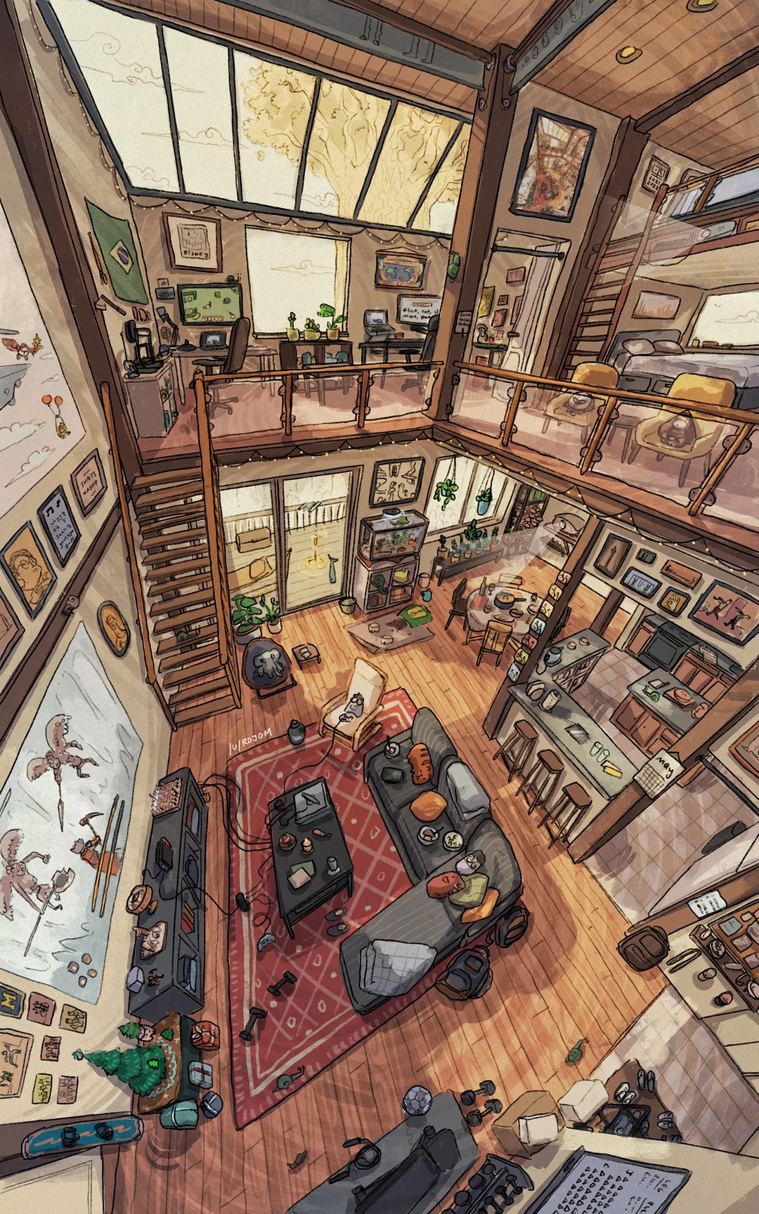 Redrew my apartment as a sunny loft (updated to meet sub rules) | Scrolller