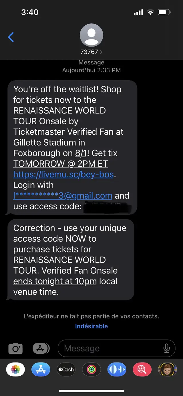 So I got this text from Ticketmaster. Basically the seat selection was shitty, the interface of ...