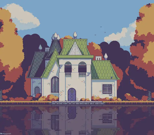 Manor With a Lakeview, Me, Pixelart, 2021 | Scrolller