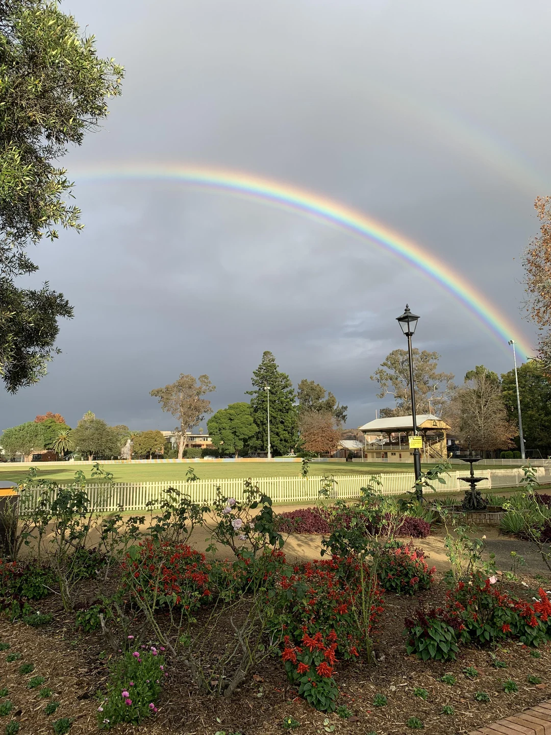 Rainbow 🌈 over a cricket field | Scrolller