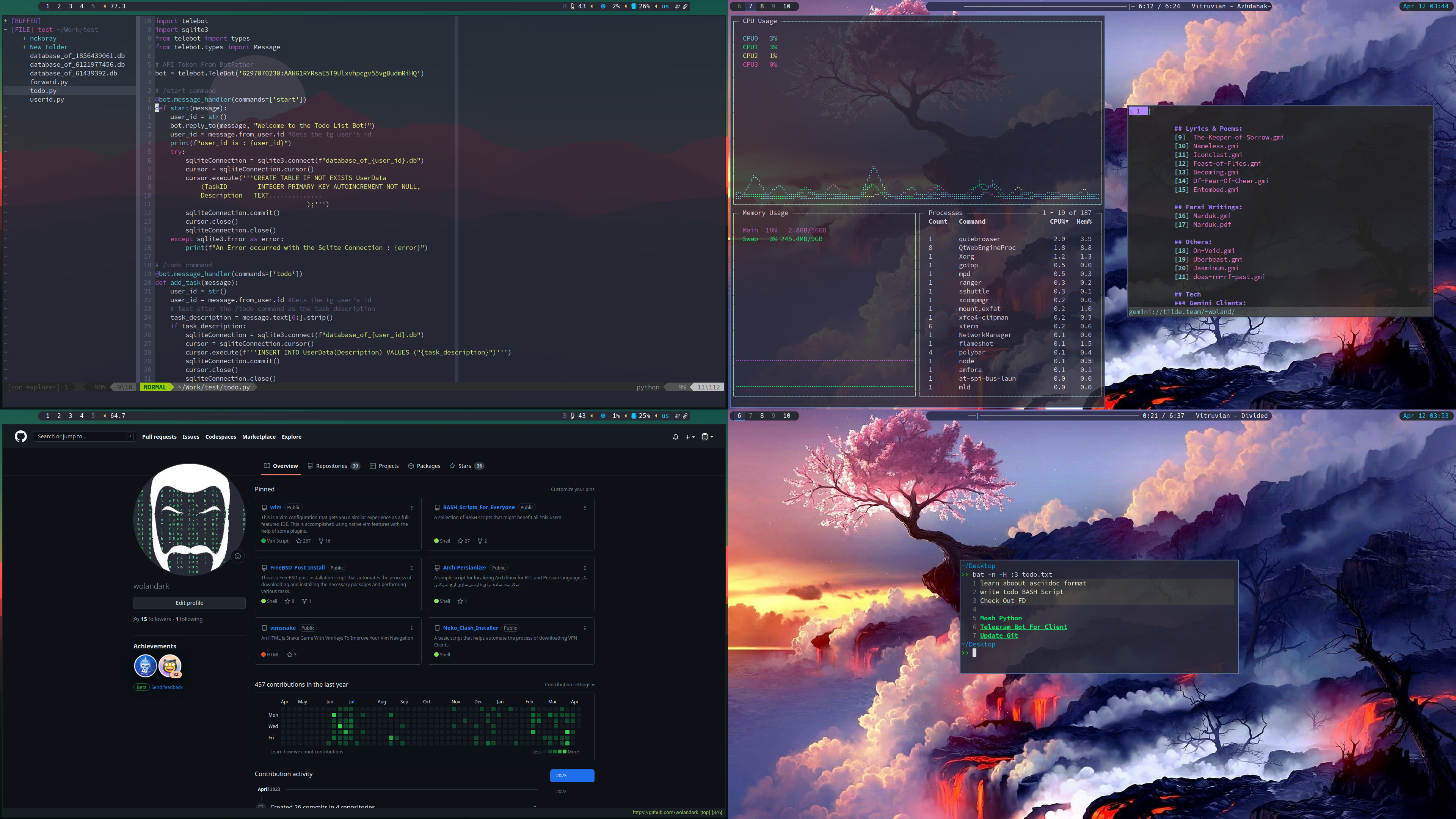 [BSPWM] & [PolyBar] Dual Monitor Setup. Switching from I3WM to BSP | Scrolller