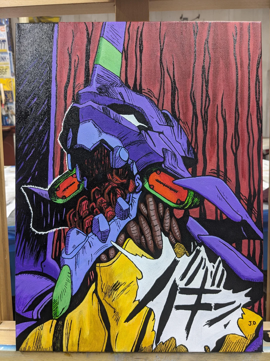 Did a painting of Eva Unit 01 for a friend this Christmas. | Scrolller