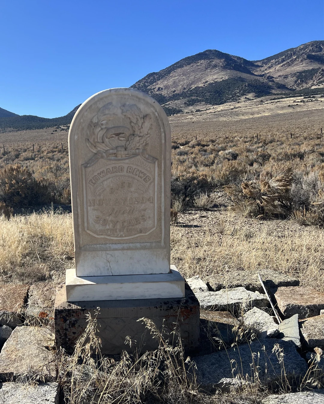Remote cemetery in Nevada. 1894 settler grave, died in his 30s. | Scrolller
