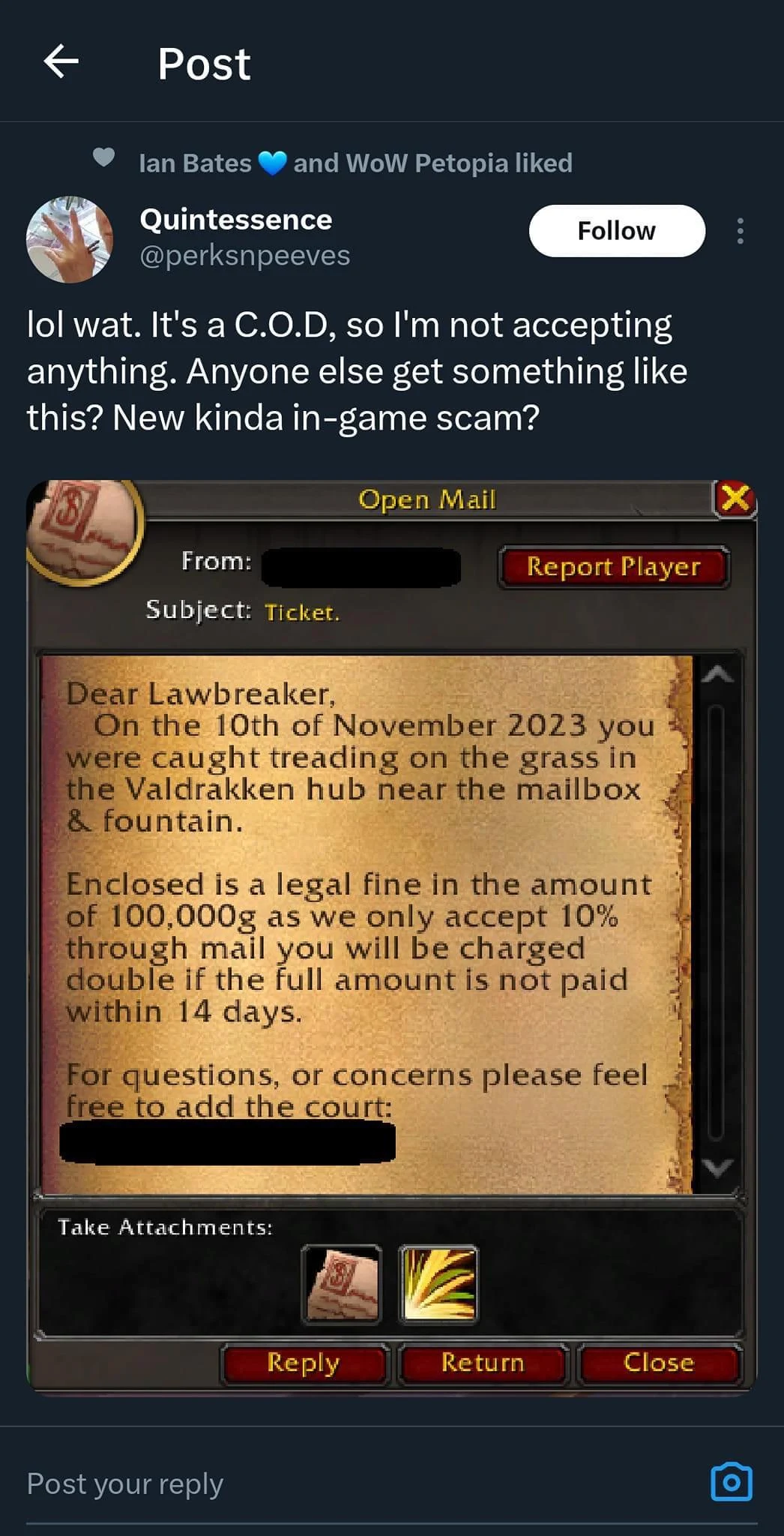 New wow mailbox scam | Scrolller