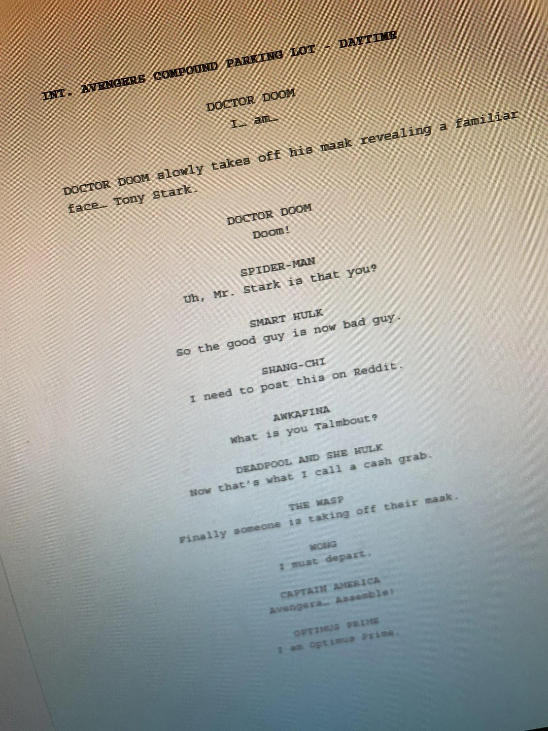 Alleged leaked script of Avengers Doomsday | Scrolller