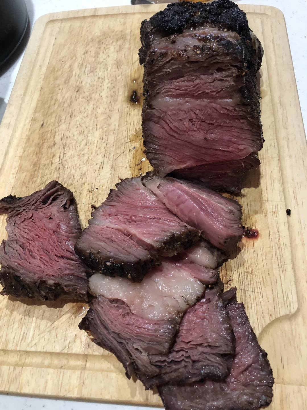 Dry Aged Ribeye Roast, 15 days. First attempt reverse sear. 3 hours low temp. Then char the ...