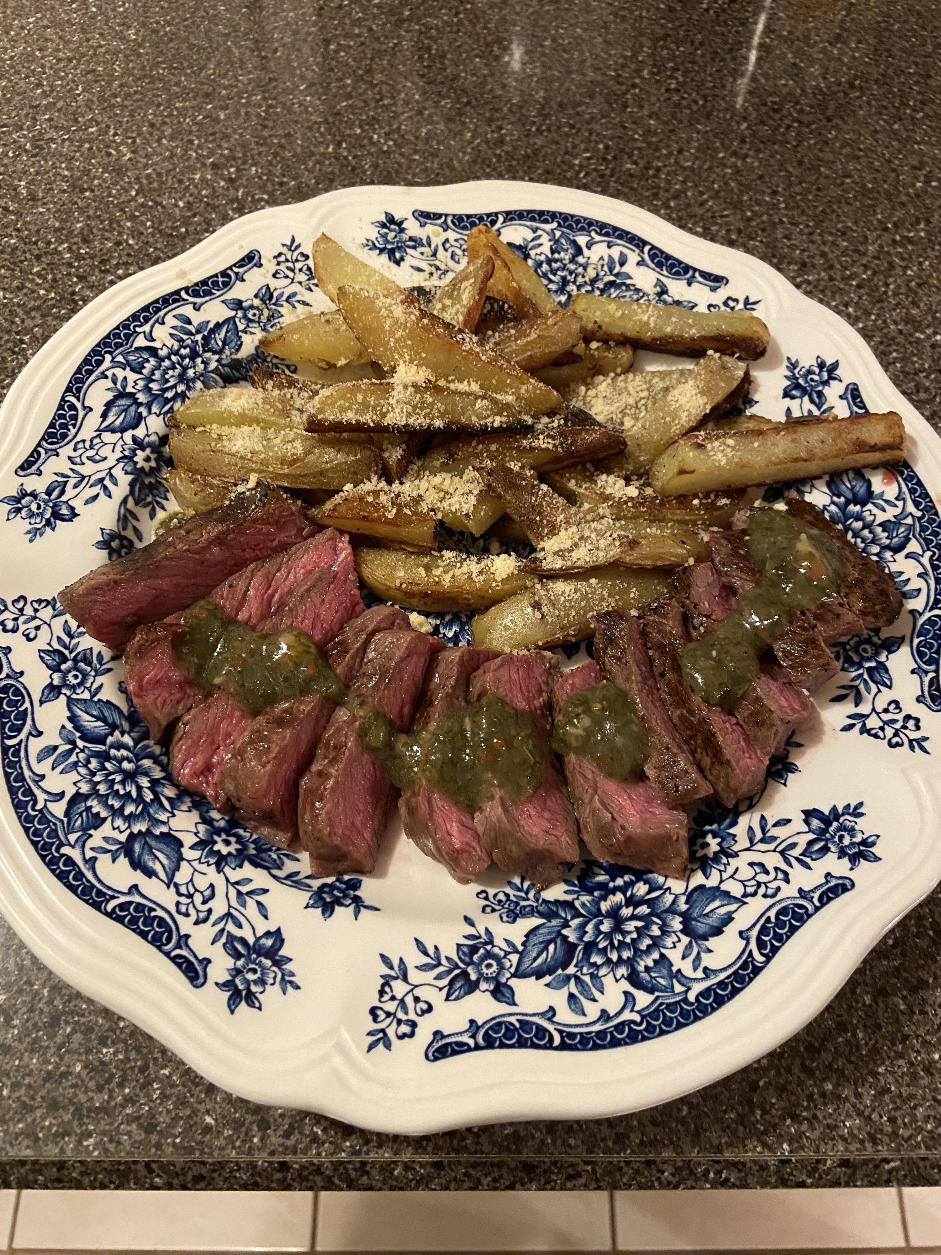 Discover more like Grilling: [homemade]Grilled strip with cast iron potatoes. So easy and ...