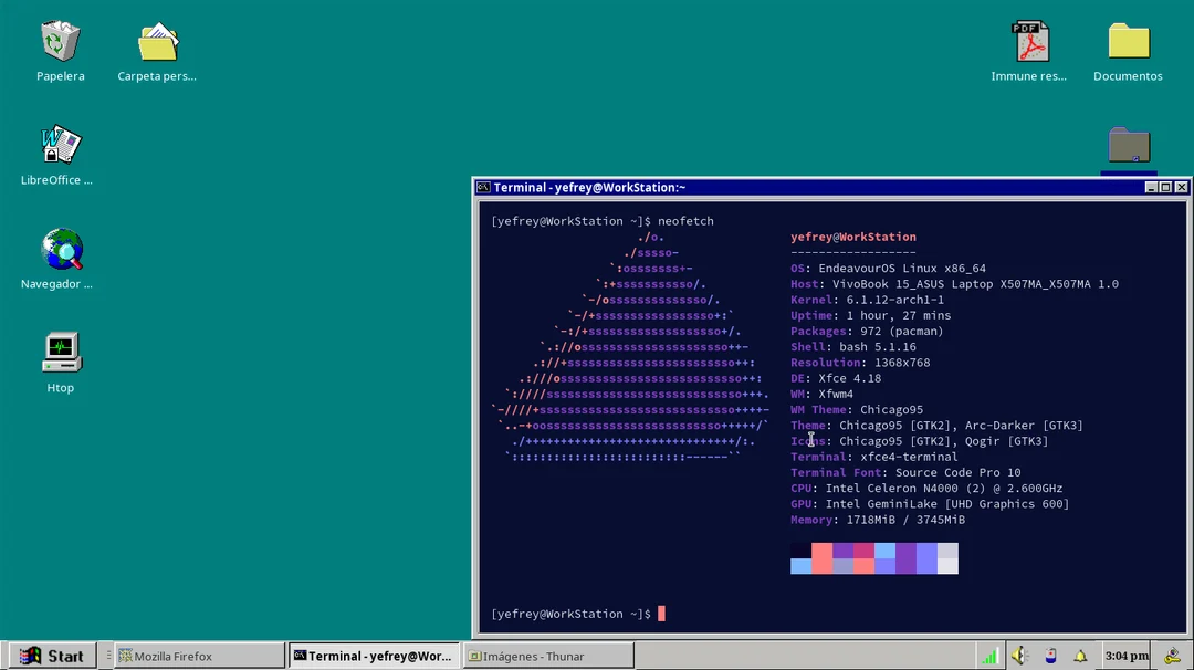 [XFCE] W95 theme EndeavourOS | Scrolller
