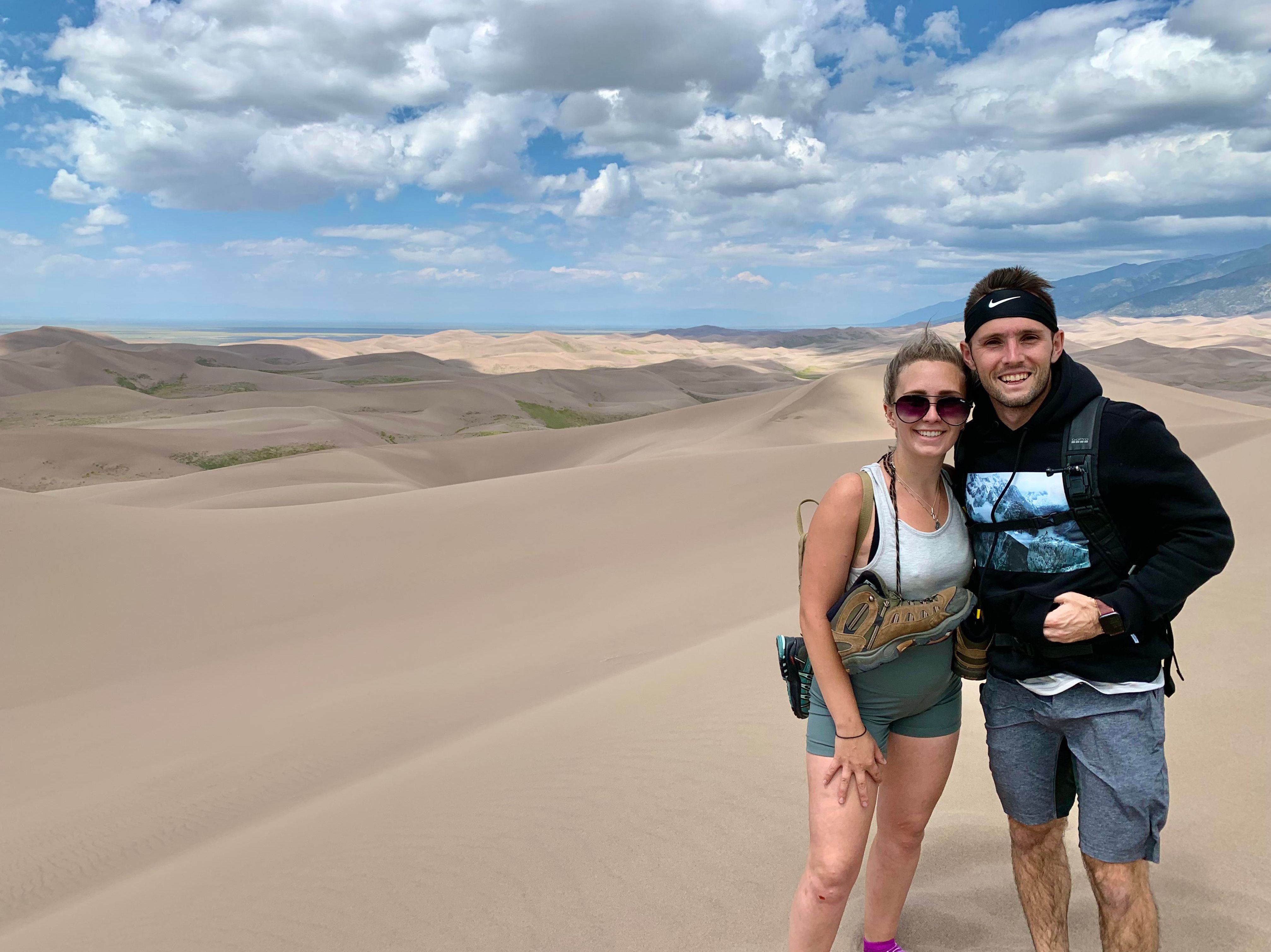 Hiking in sand was a challenge. View from High Dune in Great Sand Dunes National Park, Colorado ...