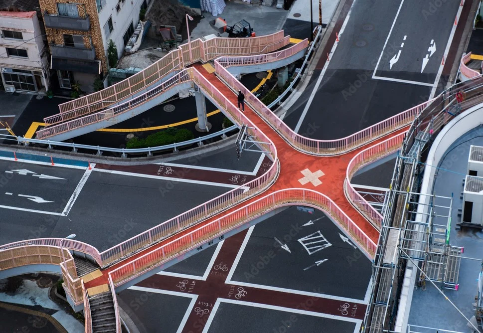Pedestrian bridge in Japan. | Scrolller