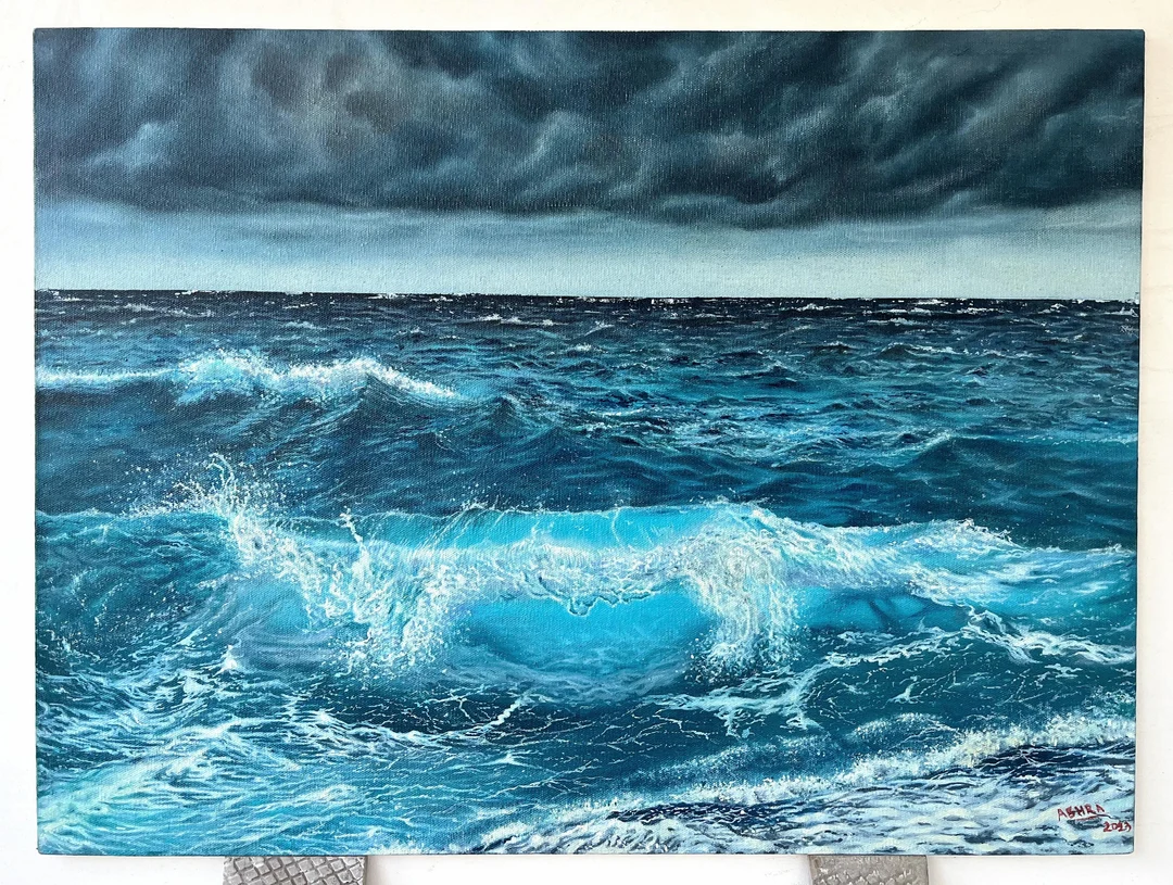 "Crashing Waves" Oil on Canvas, 23×18 | Scrolller