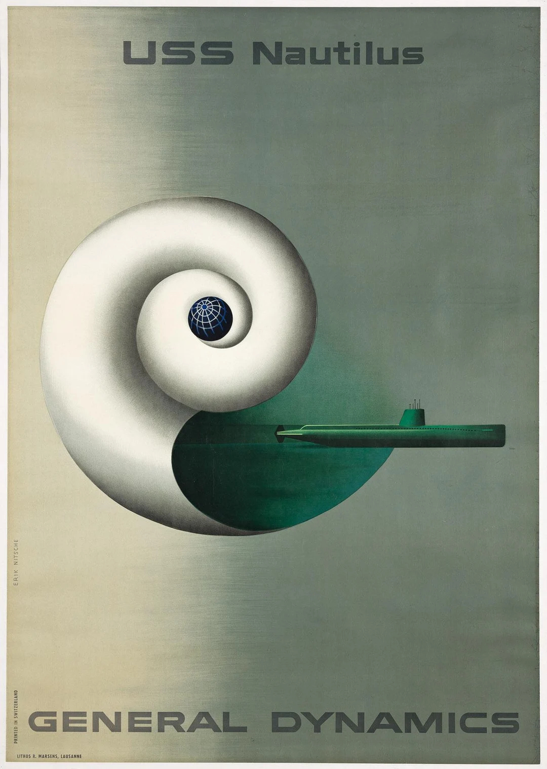 USS Nautilus / General Dynamics by Erik Nitsche, 1955 | Scrolller