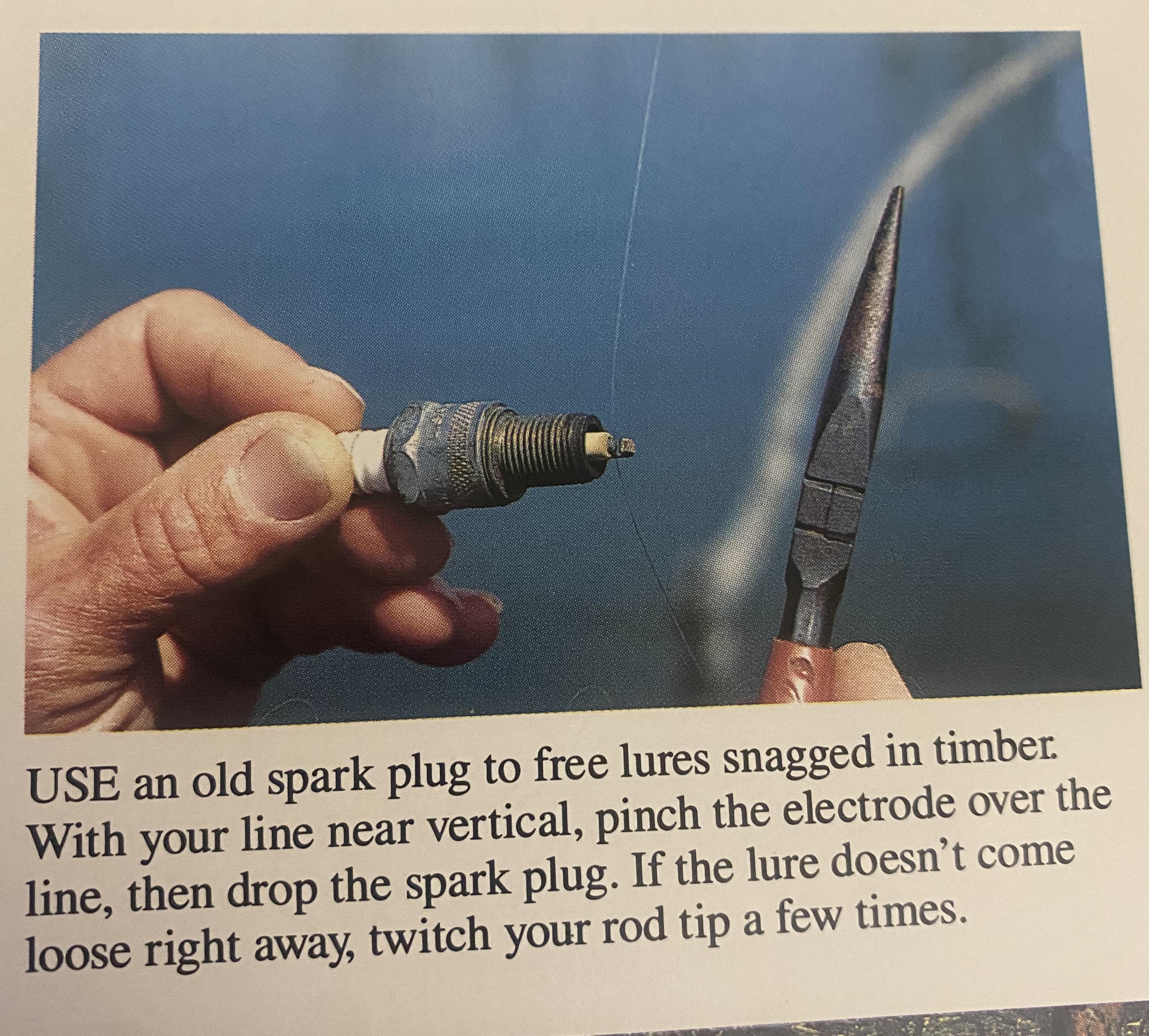 Using a spark plug to free a lure. Has anyone tried this? I’m curious how/if it works. | Scrolller