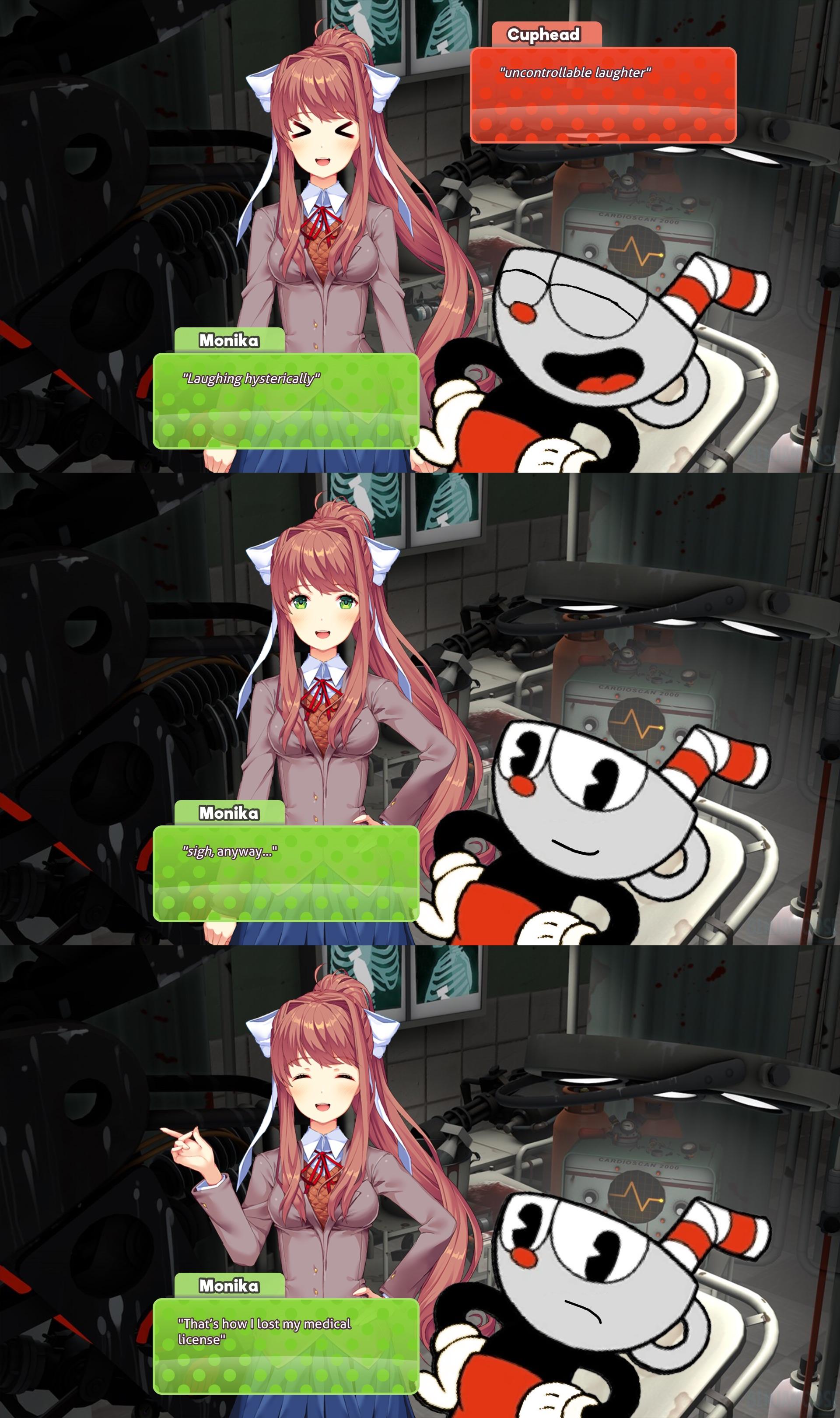 Medic Monika and heavy Cuphead | Scrolller