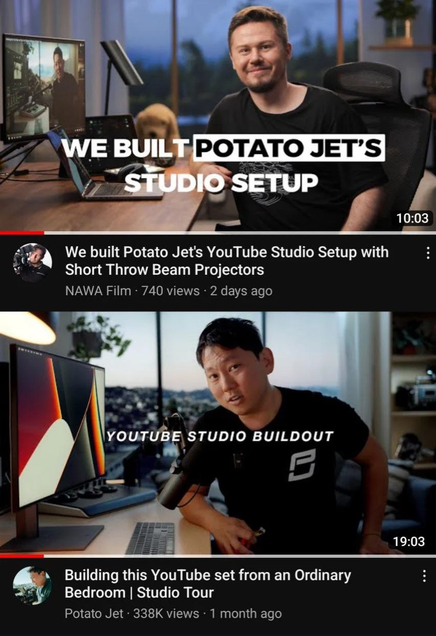 I recreated Potato Jet’s YouTube studio setup with a beam projector. | Scrolller