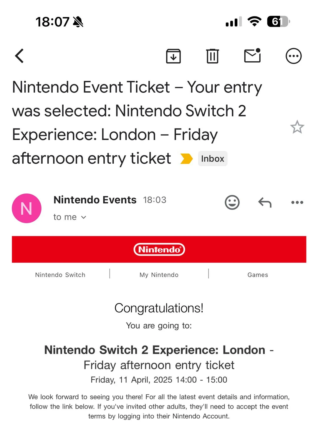 Tickets acquired for Nintendo Switch 2 Event! | Scrolller