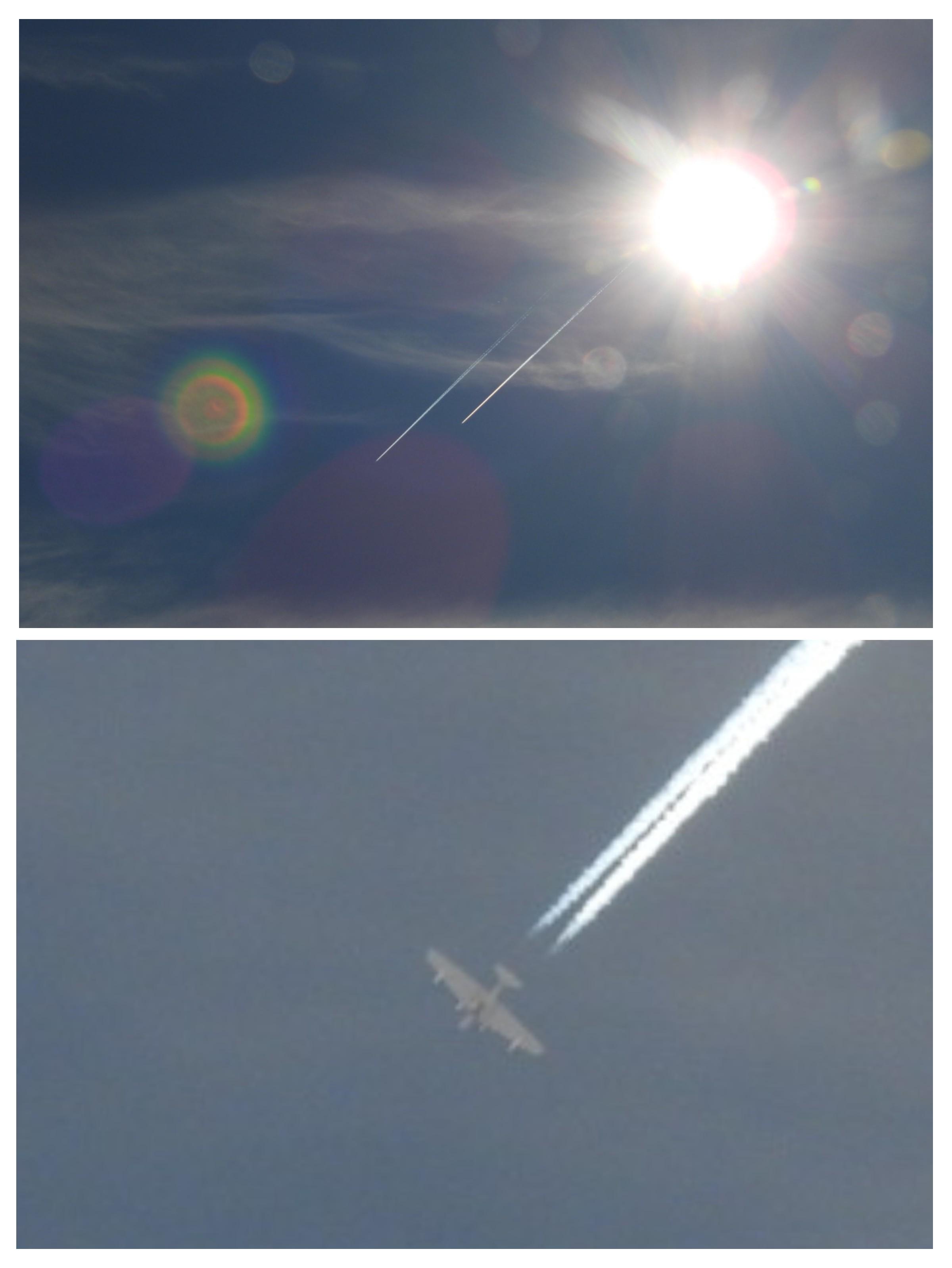 After the totality of yesterday's eclipse, these two planes were passing under the sun. | Scrolller