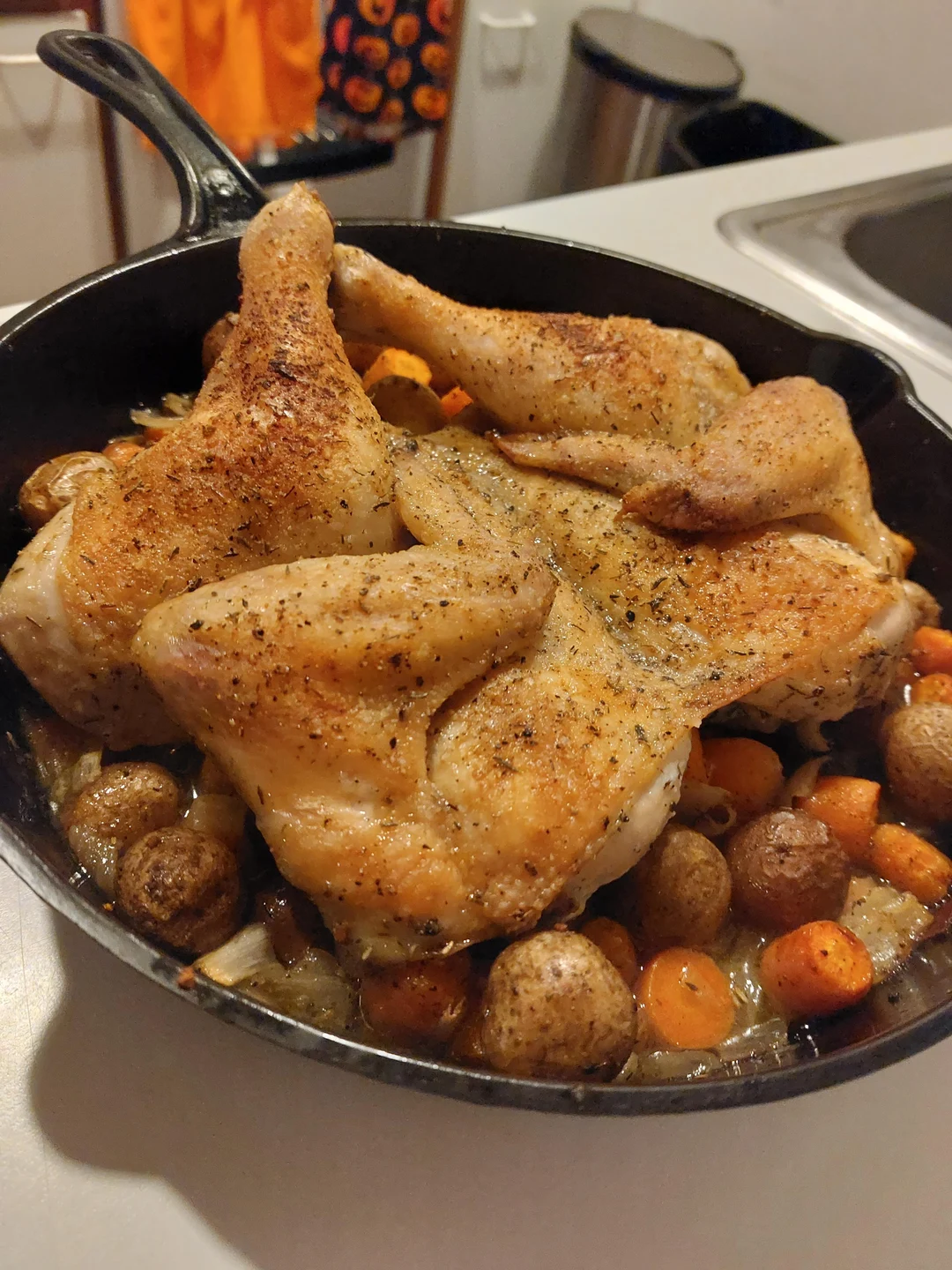 Spatchcock Chicken with Roasted Veg | Scrolller
