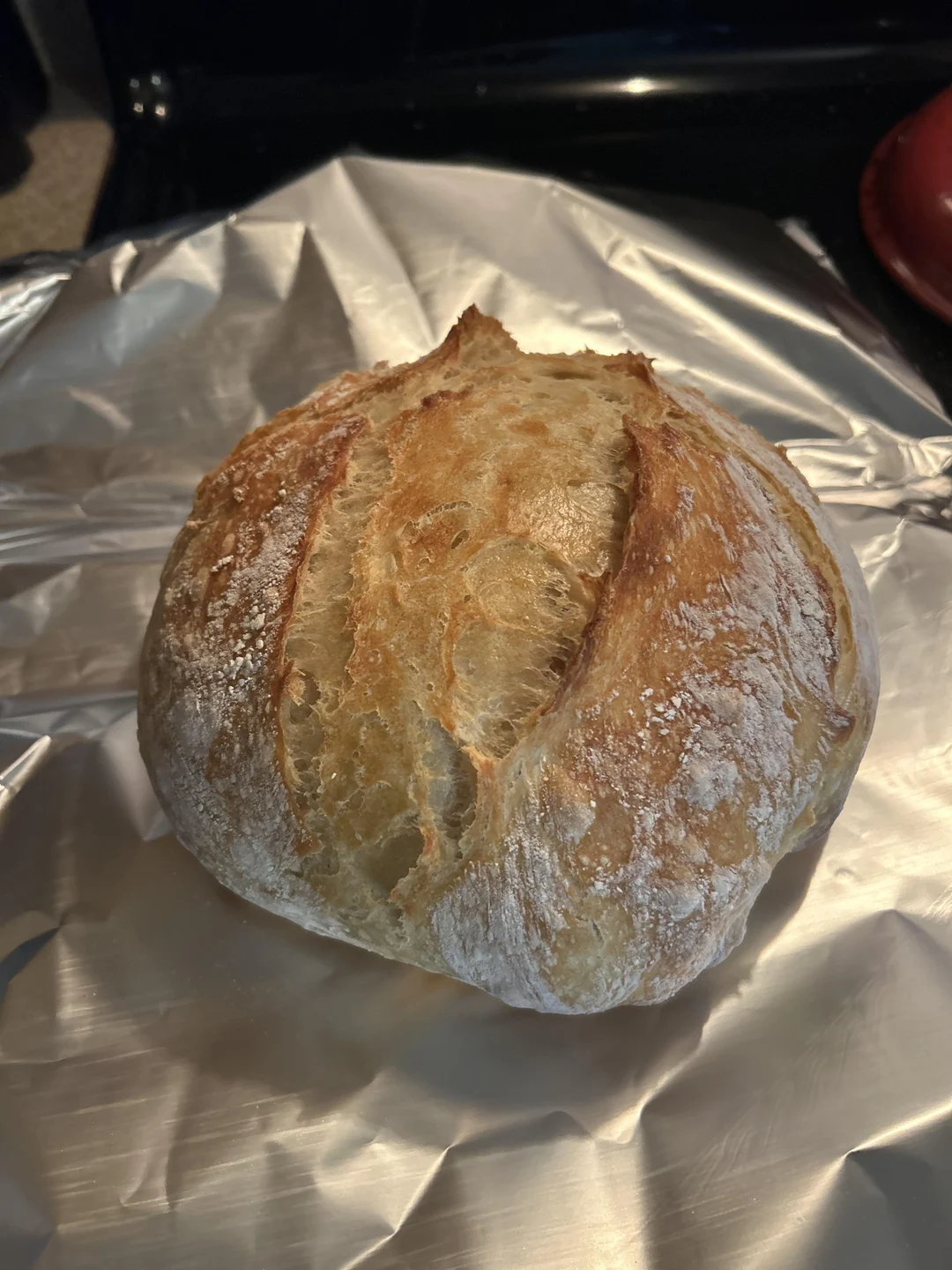 One of my first loaves… by far the prettiest! (Though only a basic Dutch oven white bread ...