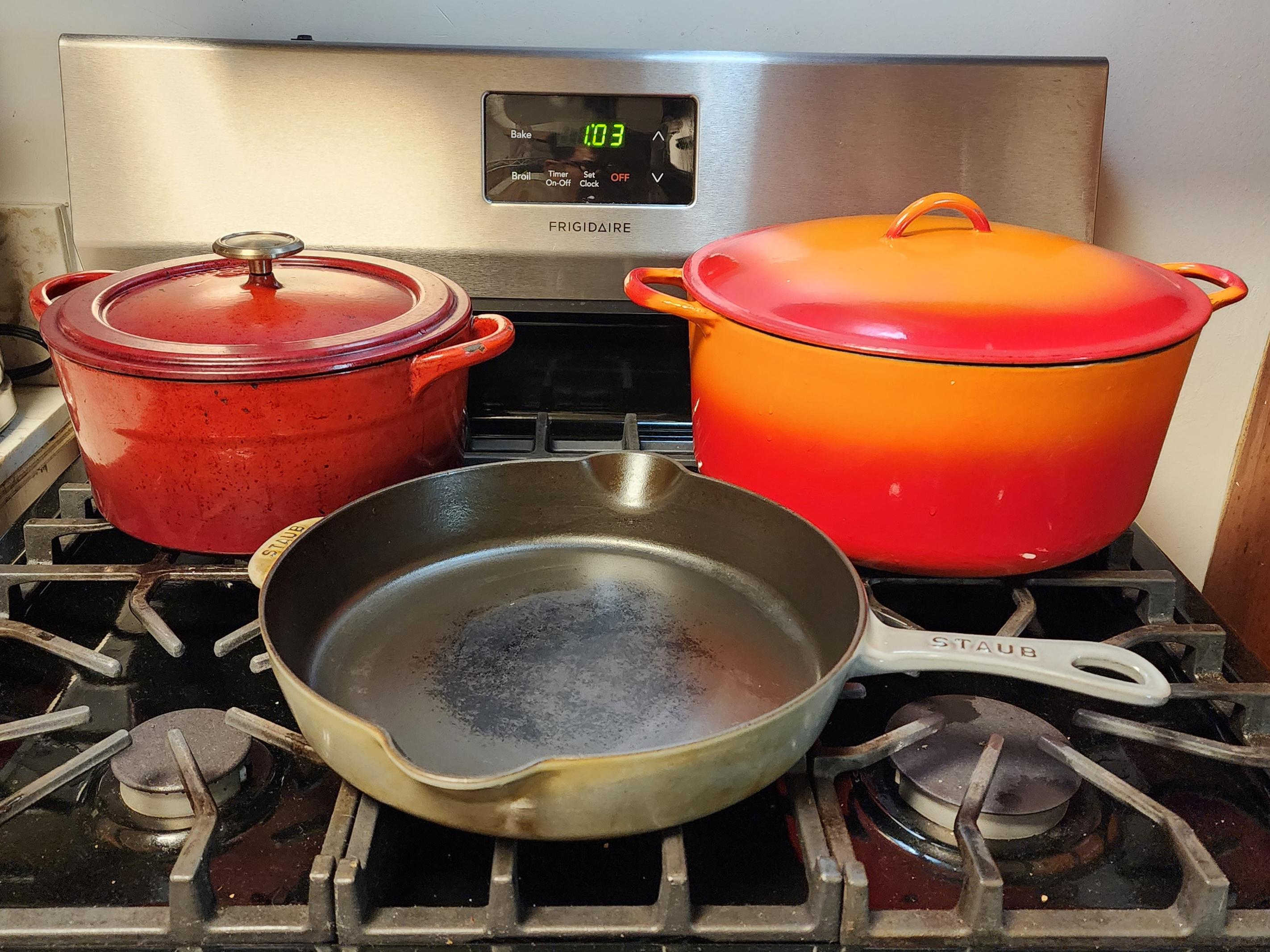 Three of my cast iron pieces that served dutifully for two Thanksgiving meals. | Scrolller