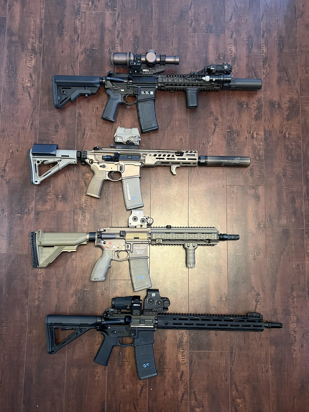 A few of my favorite rifles out of the 40 I have. DD MK18, Sig MCX Spear LT 300 blackout, H&K416 ...