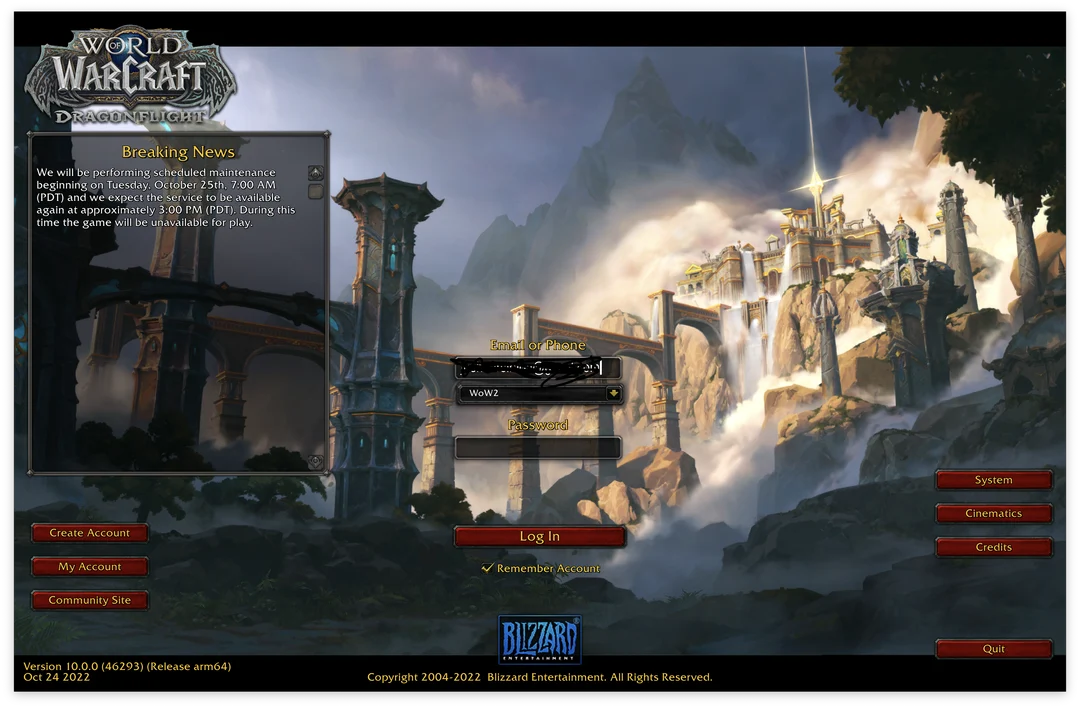 Hey, Mac users! 10.0's login screen has strange black bars on the top ...