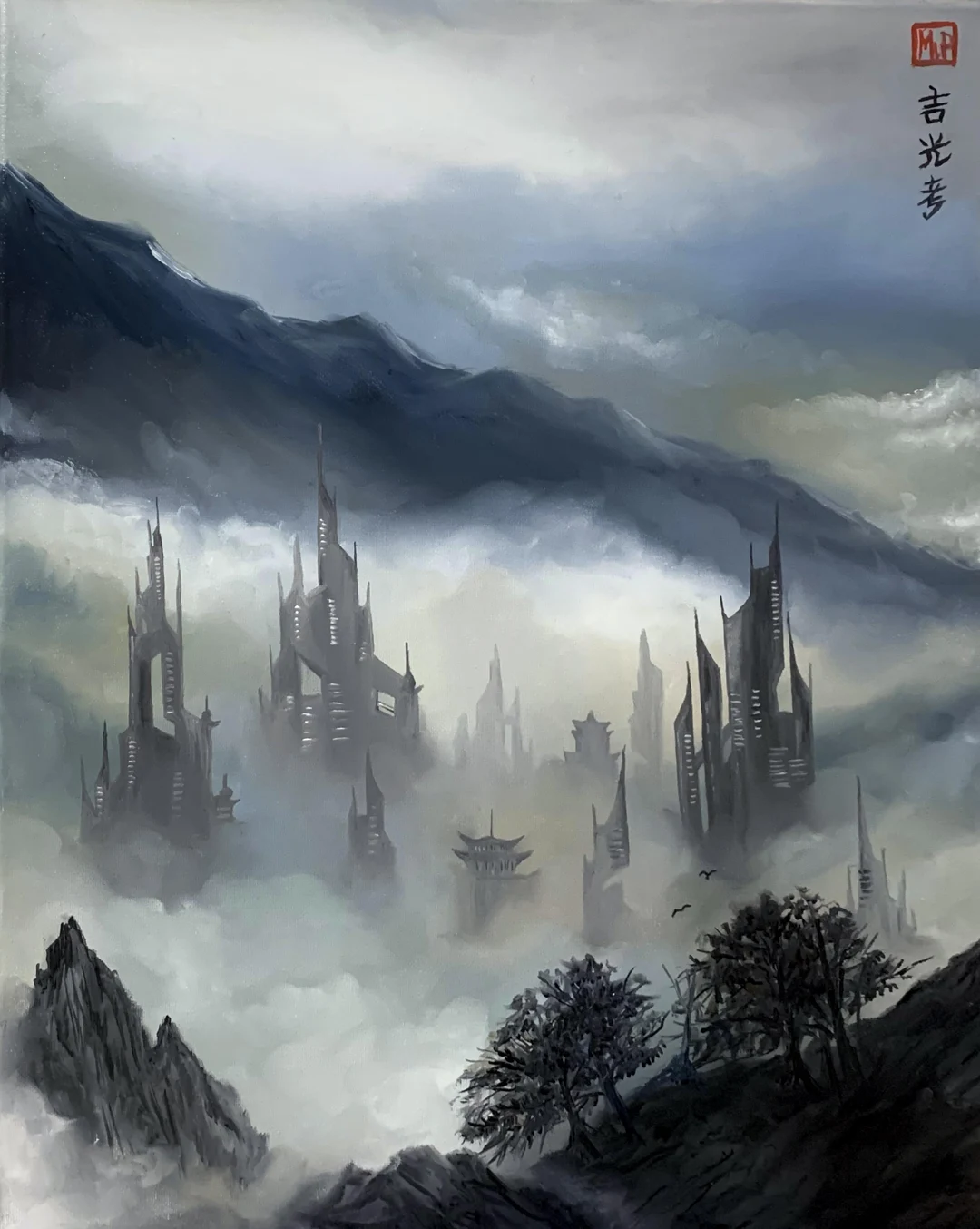 Imaginary city, made by me with oil on canvas, 50x40cm | Scrolller