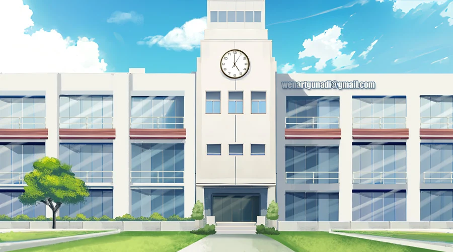 school building - my works for a visual novel project. :) | Scrolller