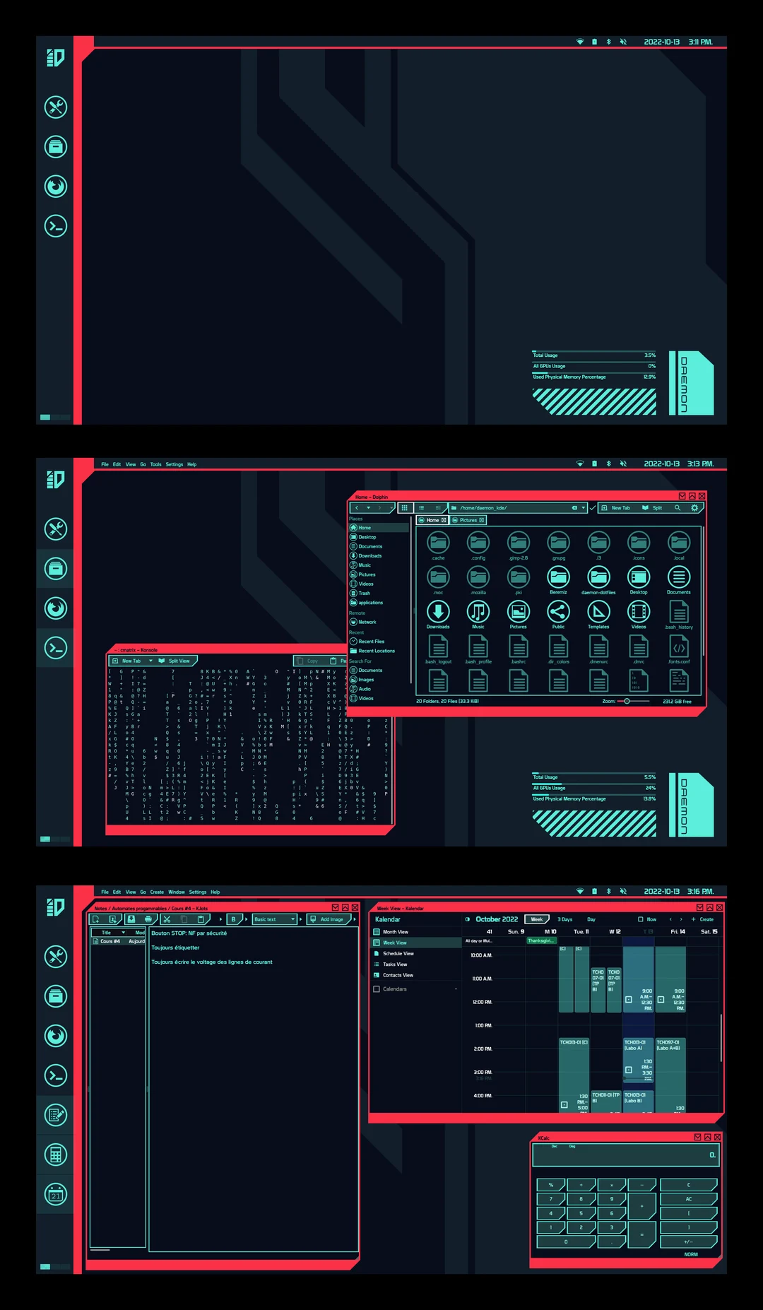 [Plasma] Daemon, my Cyberpunk KDE theme | Scrolller