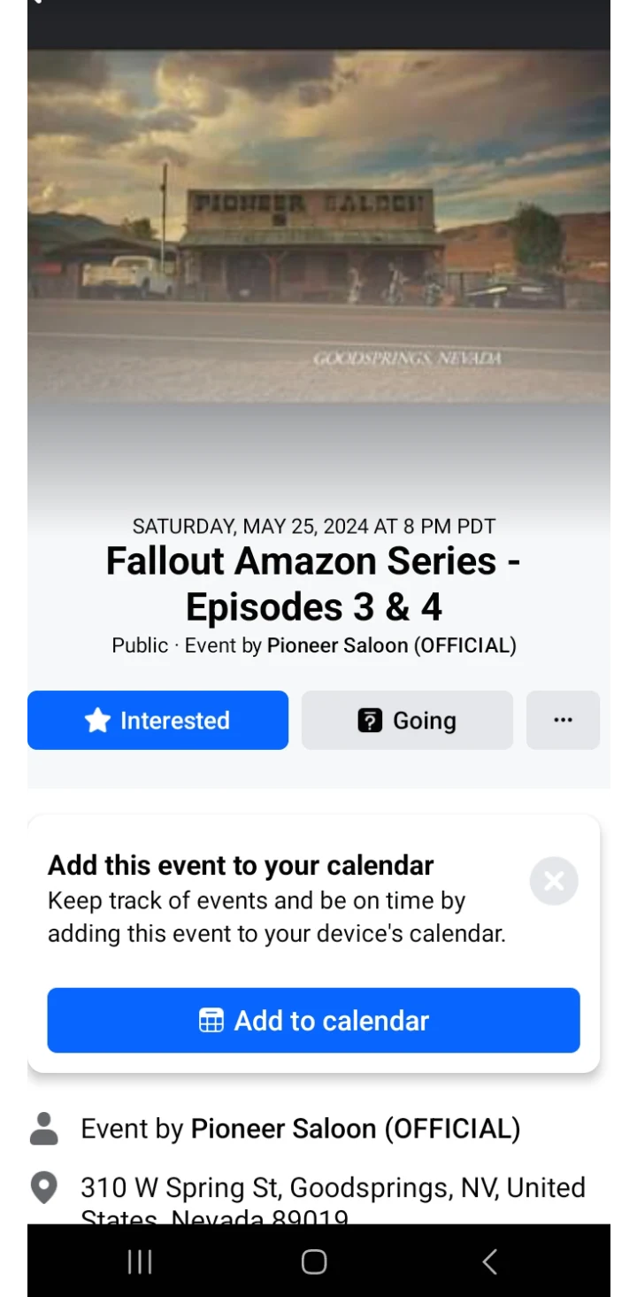 If you're in the goodsprings area, the pioneer saloon is streaming fallout show episodes | Scrolller