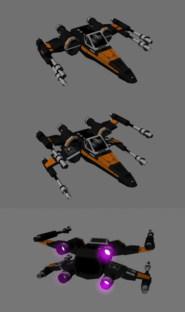 Here’s Poe’s X wing I made when I was learning 3D modeling years ago | Scrolller