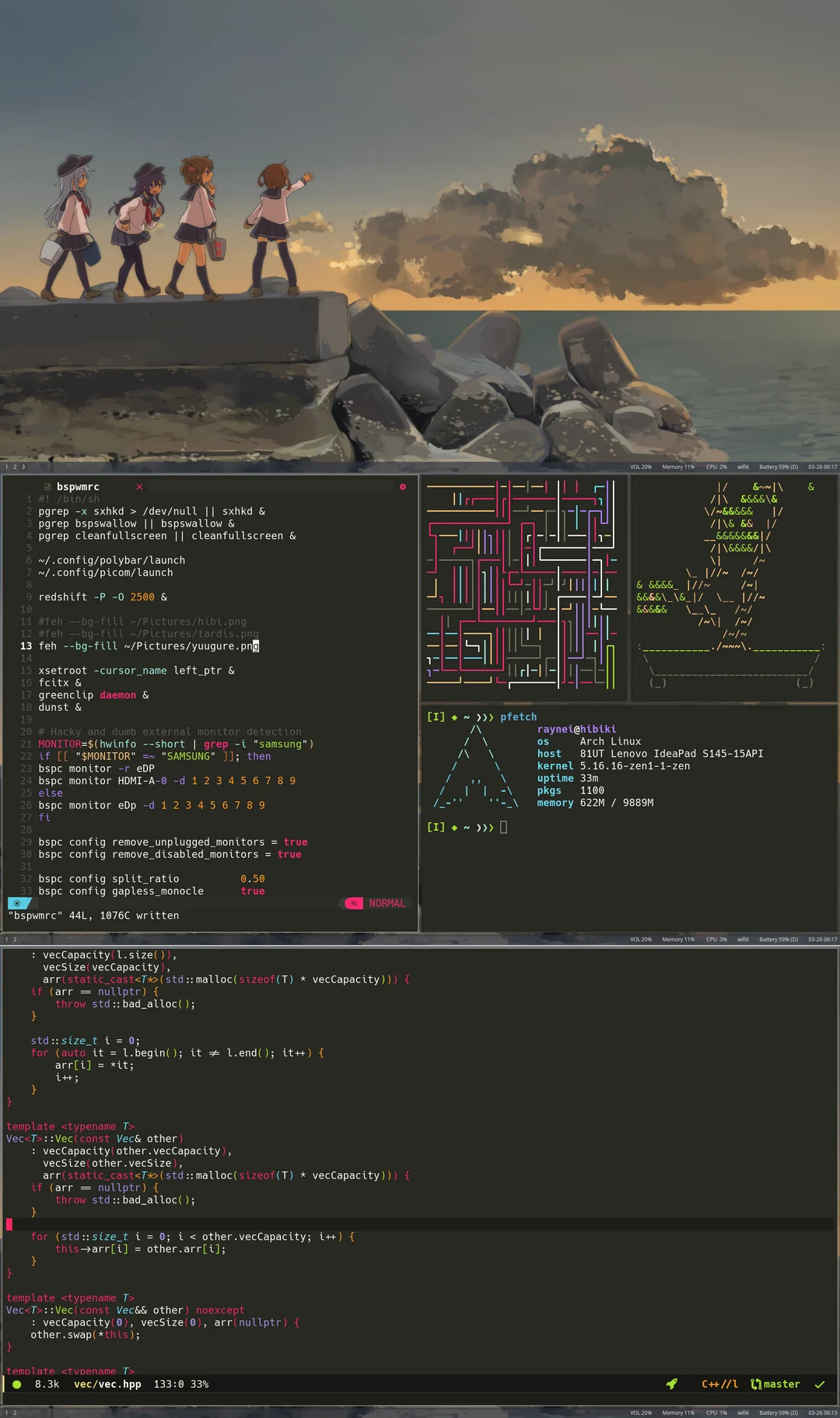 [bspwm] When you are past the rice phase | Scrolller