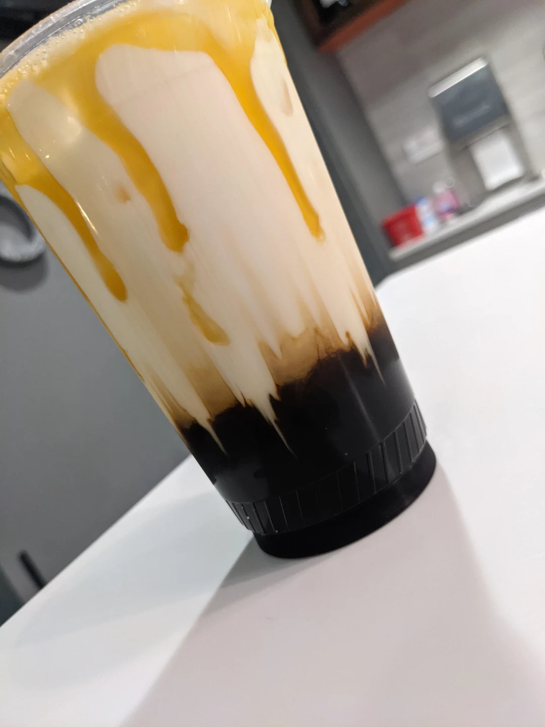 adding a honey garnish to a latte makes the separation look spikey! | Scrolller