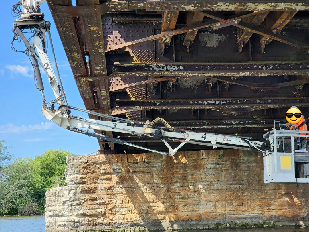 Railroad Bridge Inspection. Just stumbled across it while on the river, thought it was awesome ...