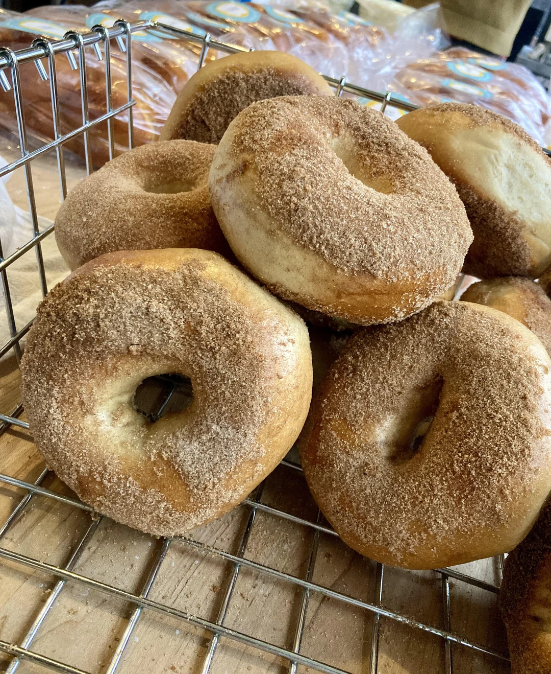 I made “Donut” Bagels! They’re a Maple Brown Sugar dough with a cinnamon swirl covered in ...